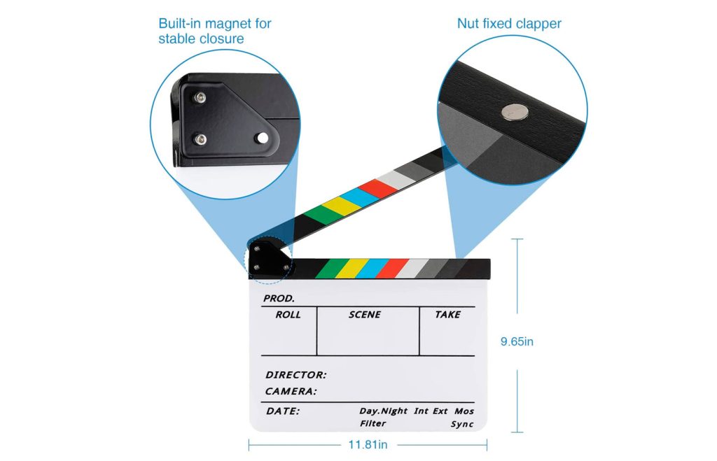 Claqueta importada con 2 marcadores y borrador - Cinemarket Films