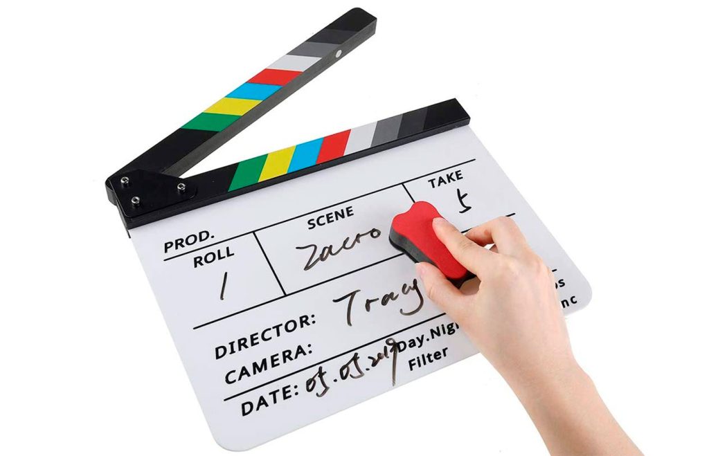 Claqueta importada con 2 marcadores y borrador - Cinemarket Films